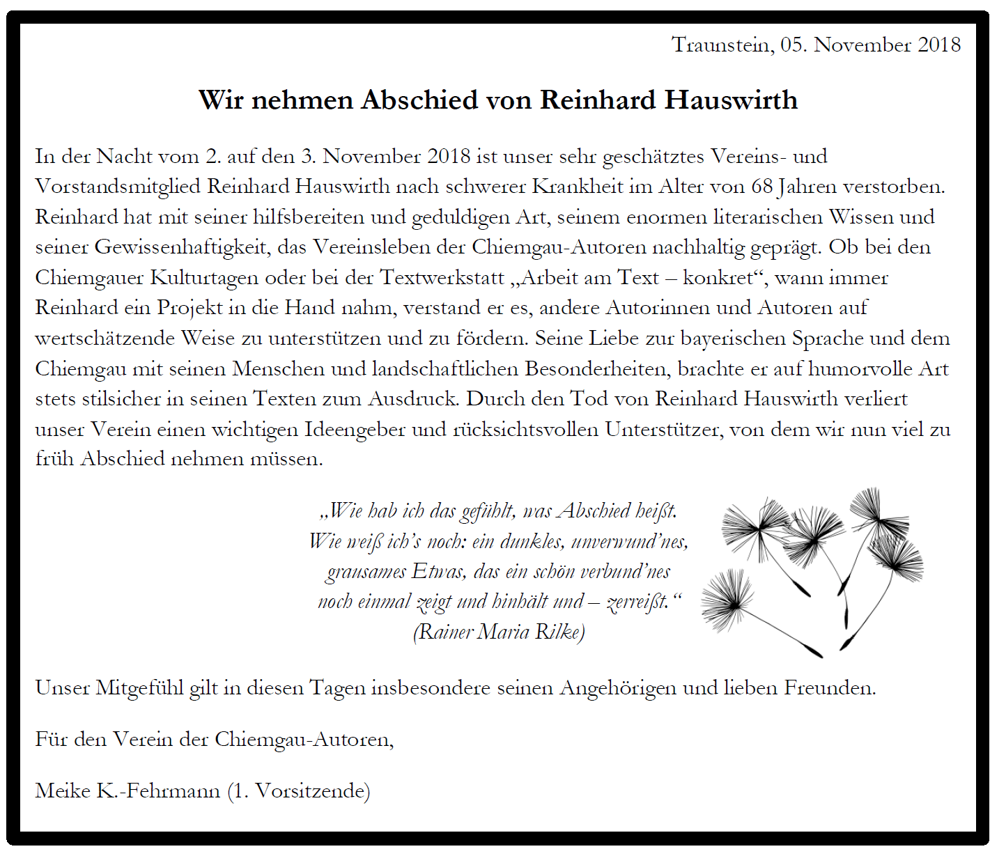 Reinhard Hauswirth | Chiemgau Autoren e.V. Reinhard Hauswirth | Chiemgau Autoren e.V.